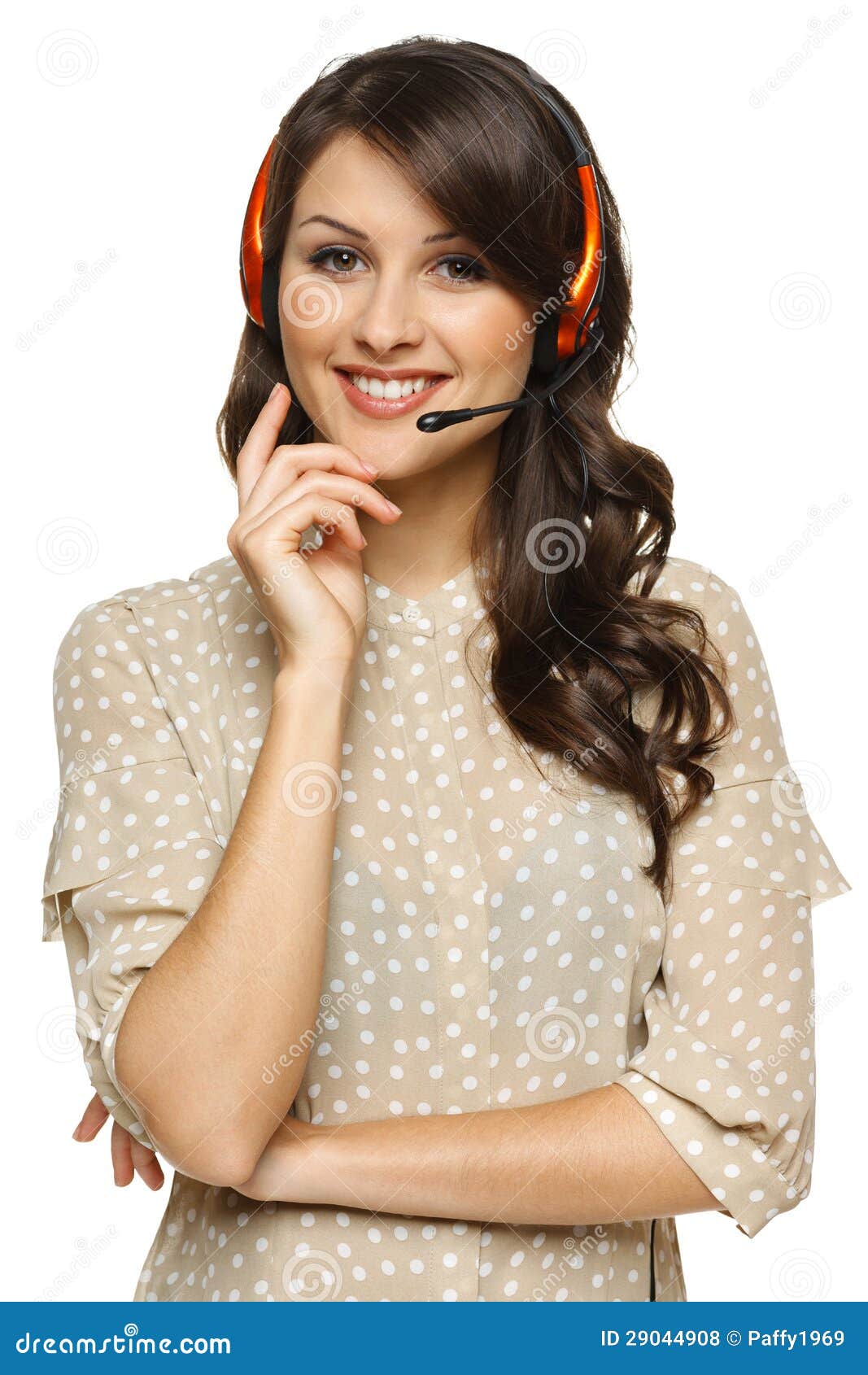 Smiling woman in headset stock photo. Image of businesspeople - 29044908