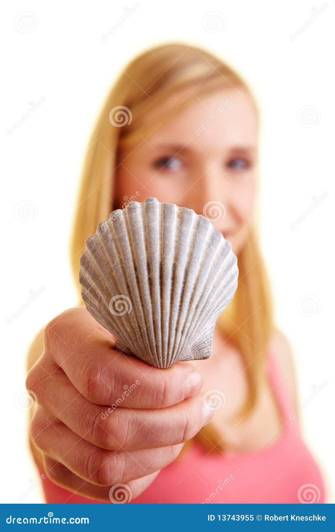 Smiling Woman Holding Cockle Stock Image - Image of laugh, people: 13743955