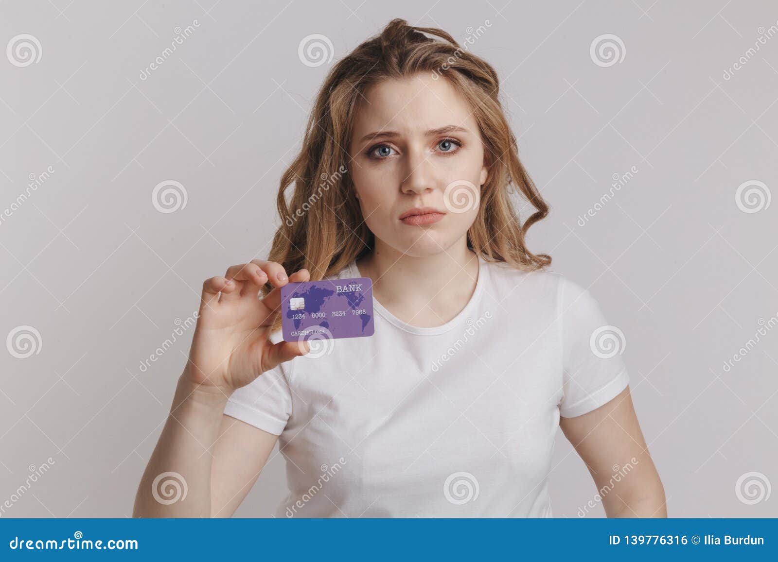 Smiling Woman Holding Credit Card. Isolated Portrait. Stock Photo ... Smiling Woman Holding Credit Card. Isolated Portrait. Stock Photo ...