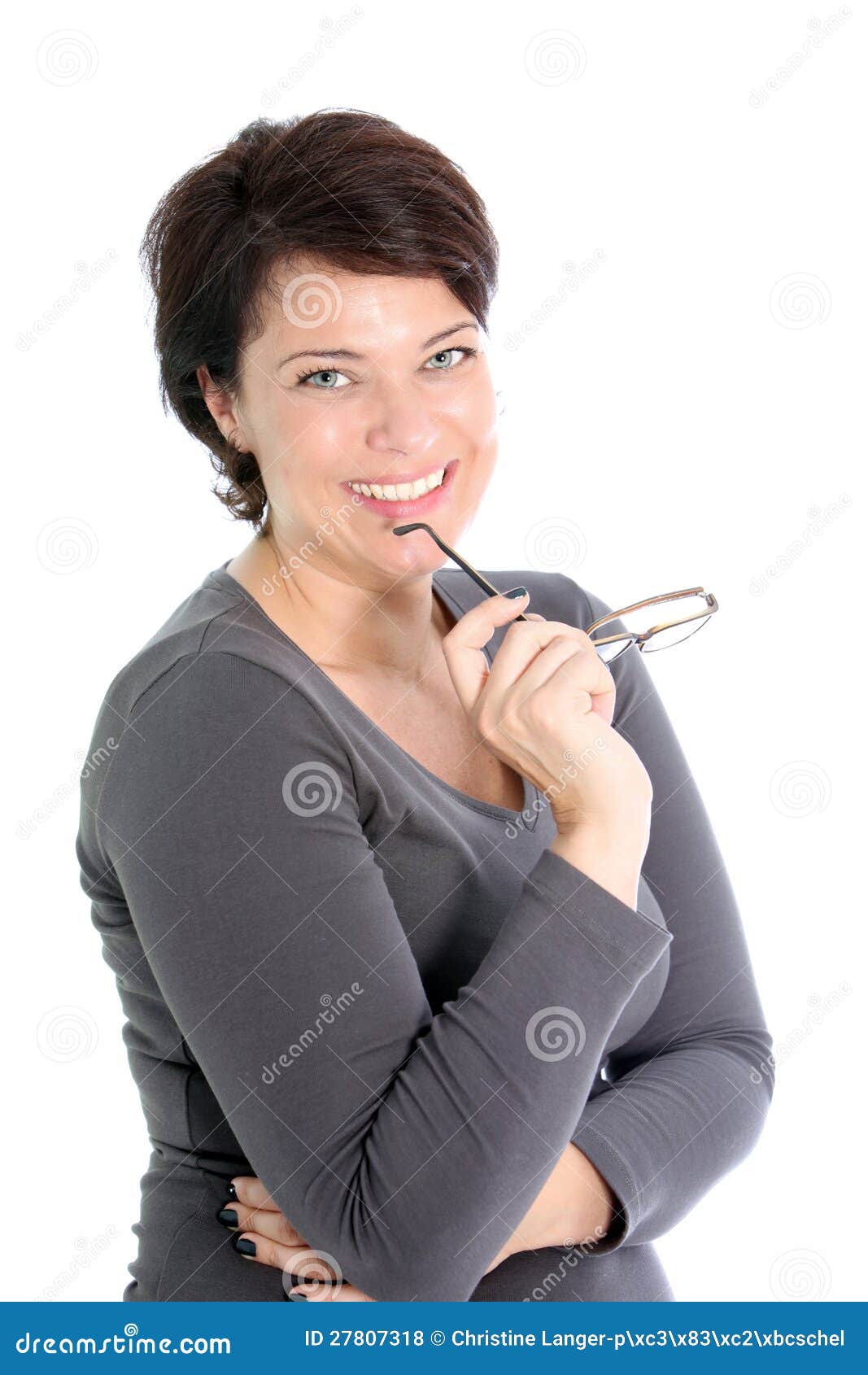 Smiling Woman Holding Her Glasses Stock Photo - Image of femininity ... Smiling Woman Holding Her Glasses Stock Photo - Image of femininity ...