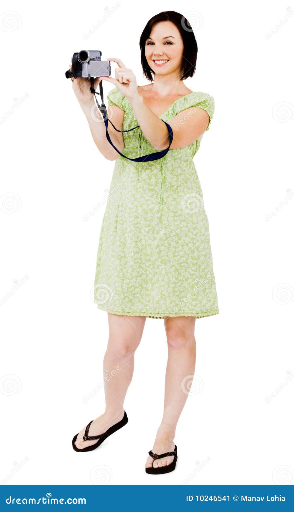 Smiling Woman Holding Home Video Camera Stock Image - Image of ...