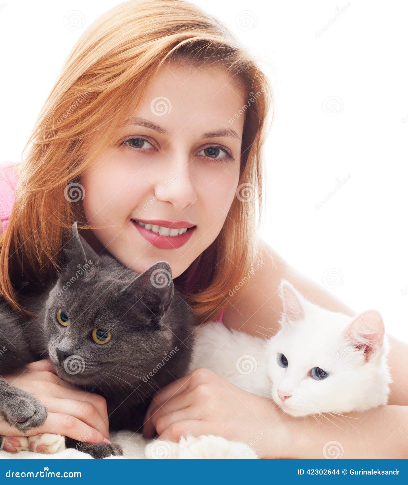 Smiling woman stock photo. Image of beauty, lying, feline - 42302644
