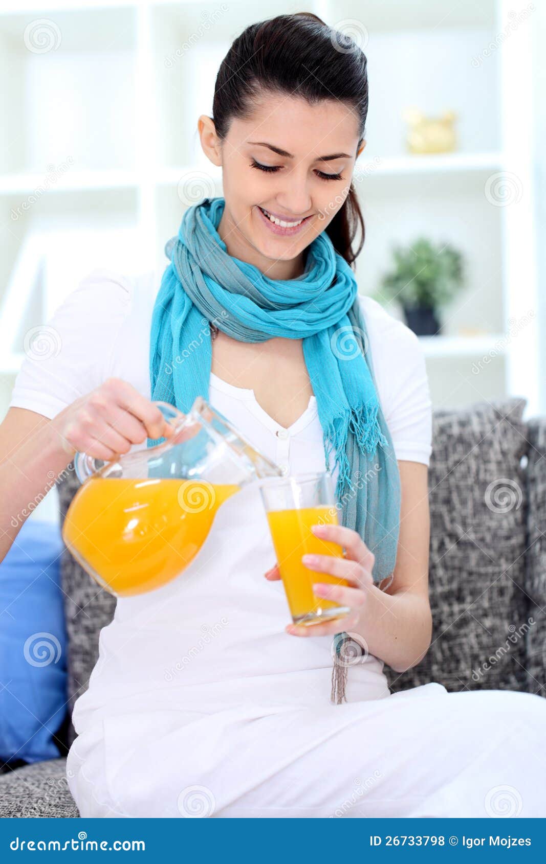 Smiling woman with juice stock photo. Image of girl, citrus - 26733798