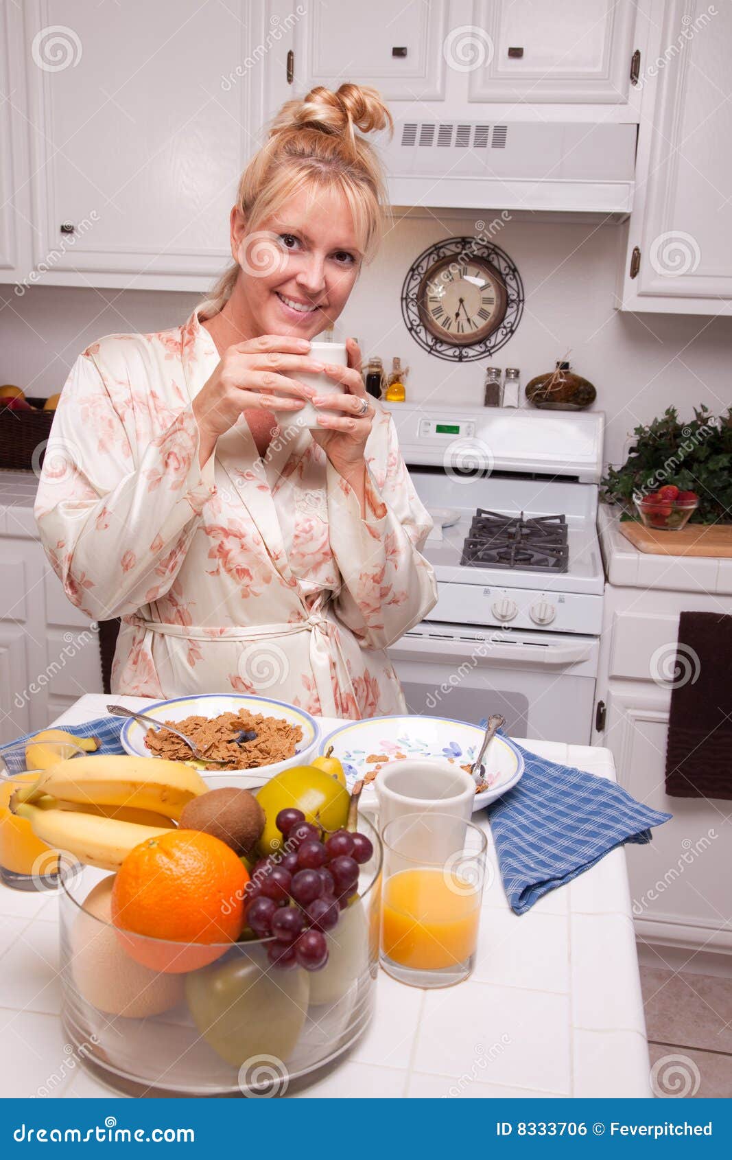 Smiling Woman in Kitchen stock photo. Image of beautiful - 8333706