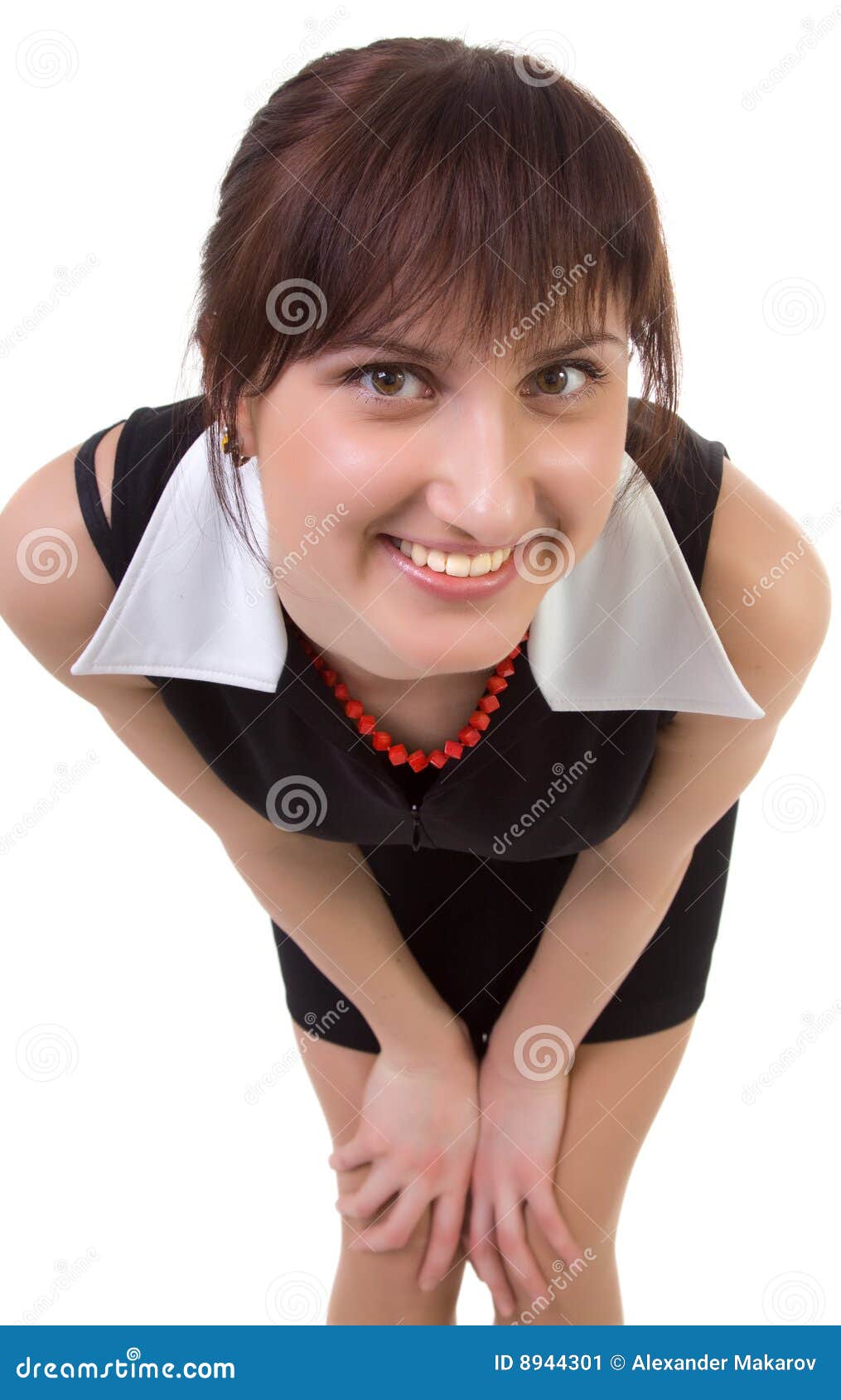 Smiling Woman Leaning Forward Stock Image - Image of looking, resting ...