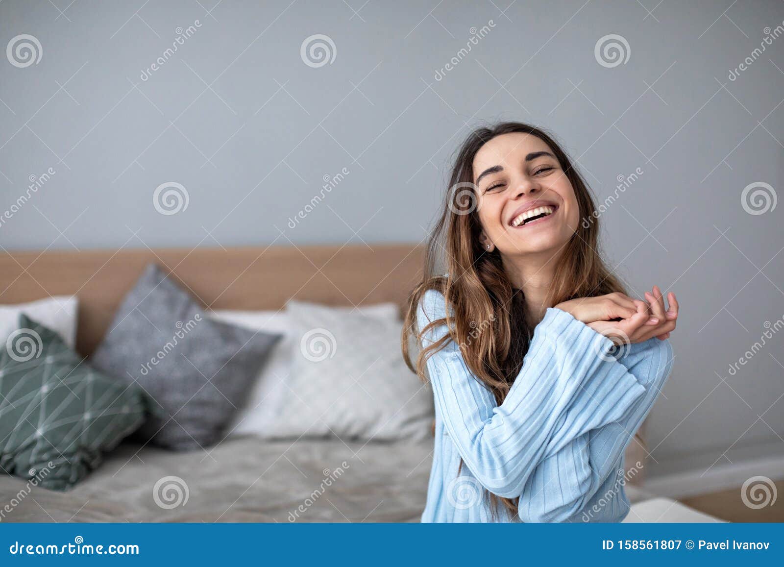 Smiling Woman Look at Camera Stock Image - Image of cheerful, people ...