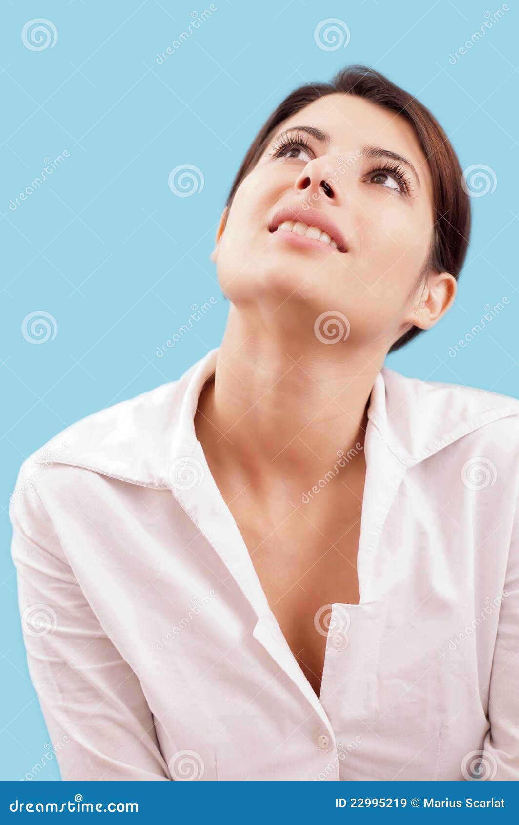 Smiling woman looking up stock image. Image of happy - 22995219