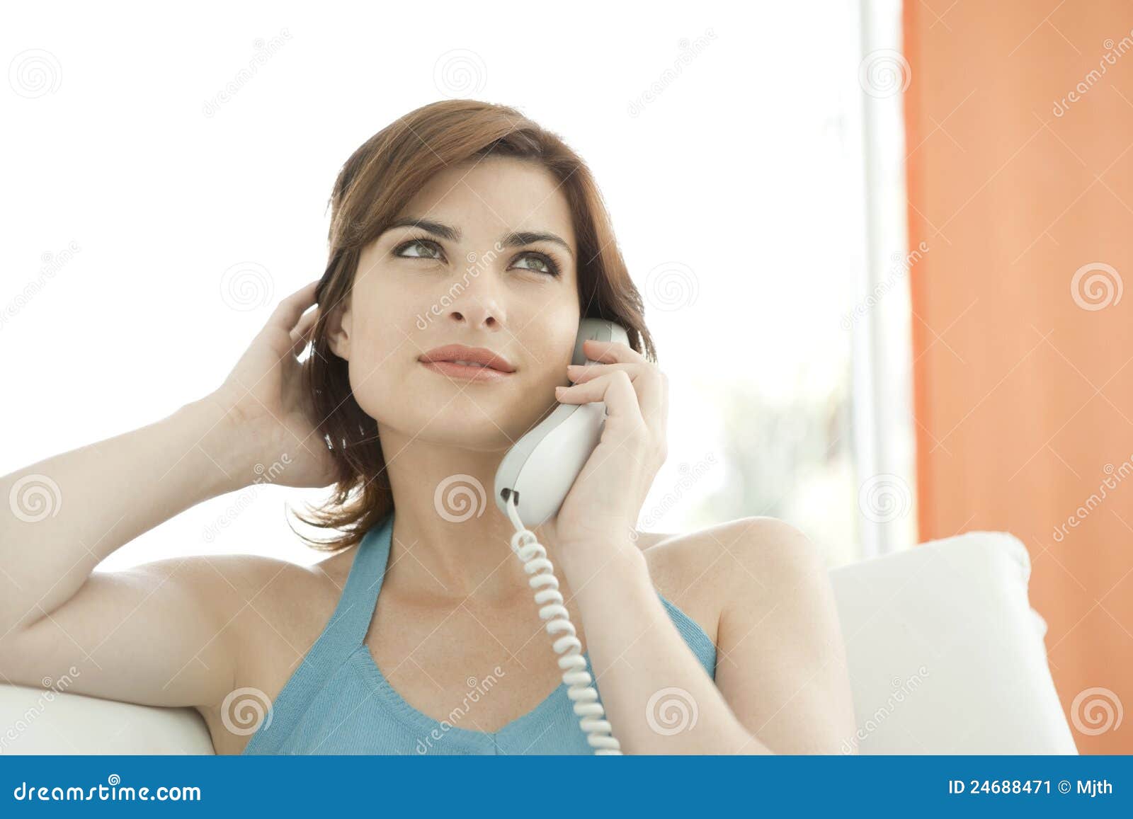 Smiling Woman Making a Phone Call Stock Image - Image of female ...