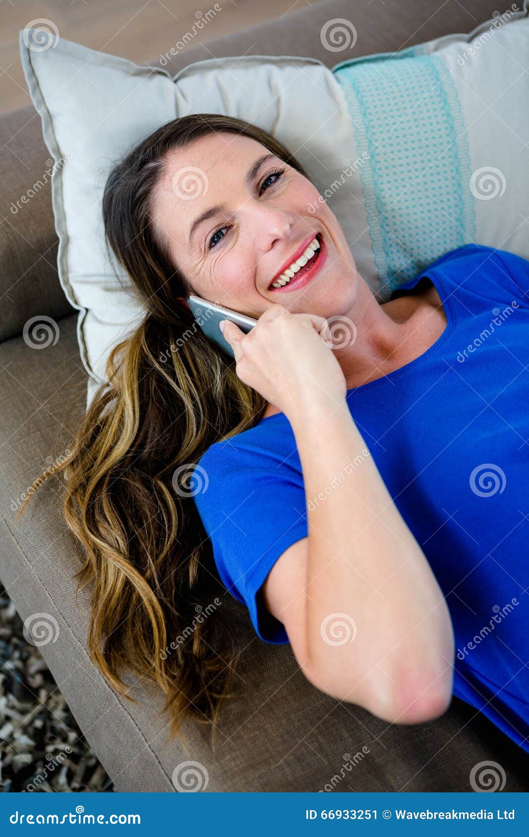 Smiling Woman Making a Phone Call on Her Mobile Stock Image - Image of ...