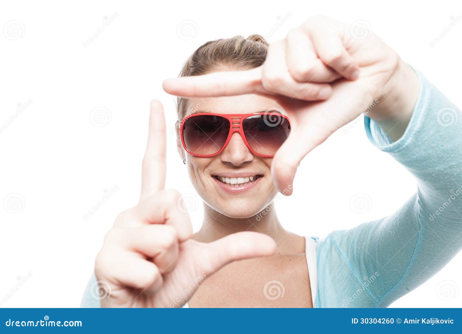 Woman making finger frame stock photo. Image of woman - 30304260