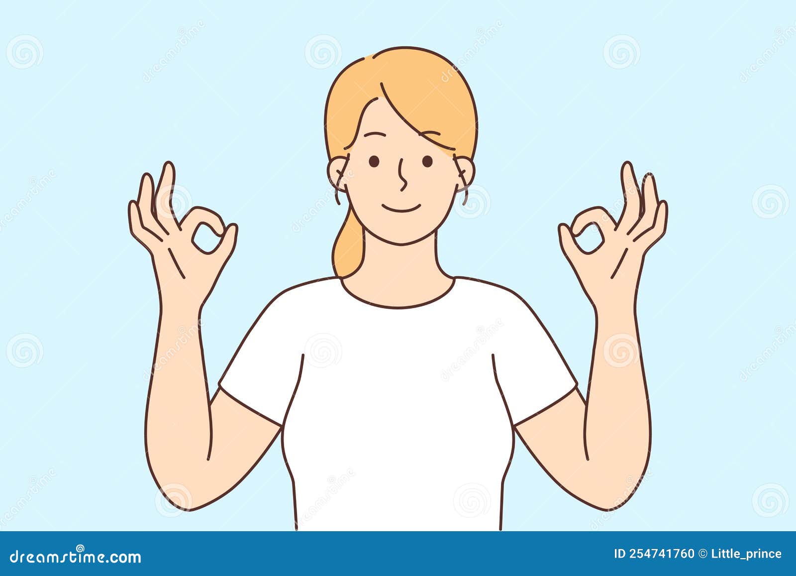 Smiling Woman with Mudra Hands Meditating Stock Vector - Illustration ... Smiling Woman with Mudra Hands Meditating Stock Vector - Illustration ...