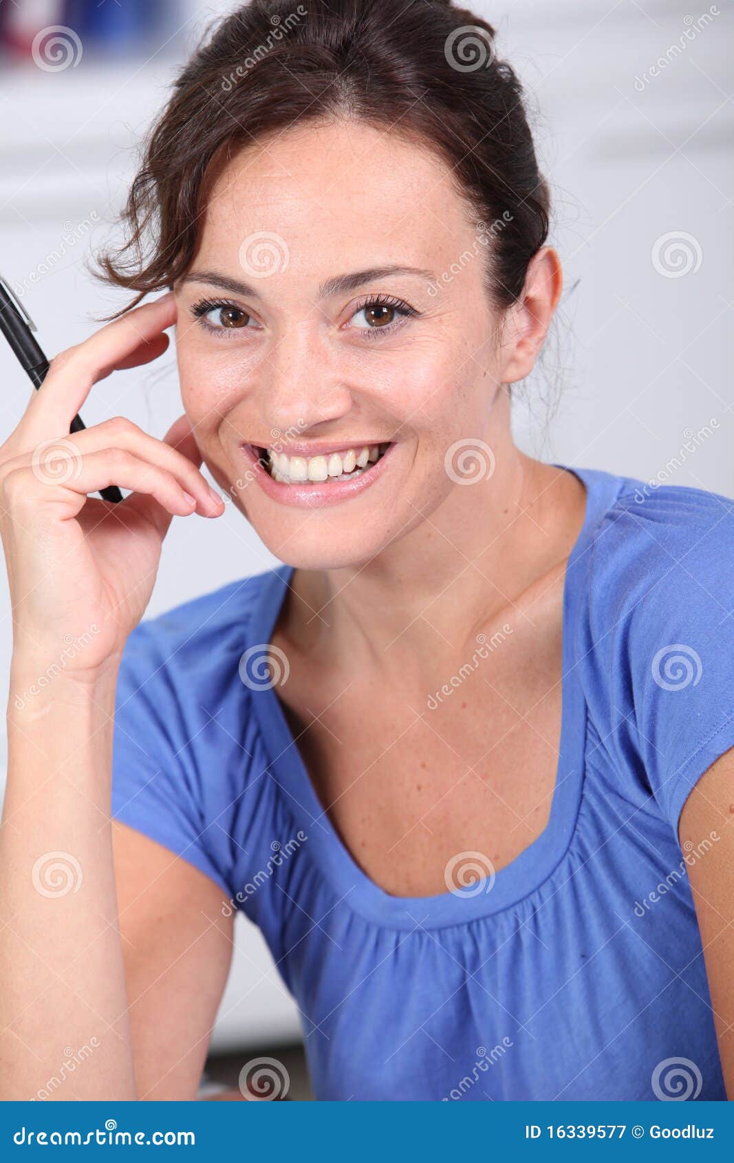 Smiling Woman in the Office Stock Image - Image of portrait, saleswoman ...