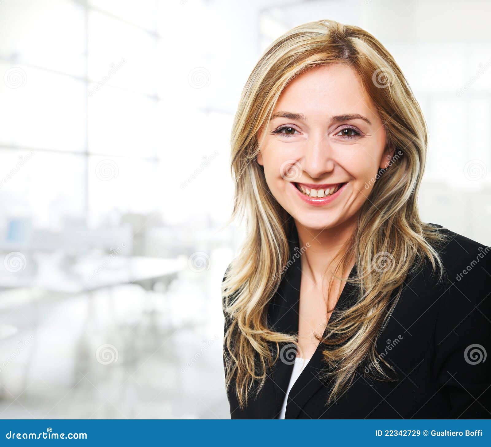 Smiling woman in office stock image. Image of beauty - 22342729