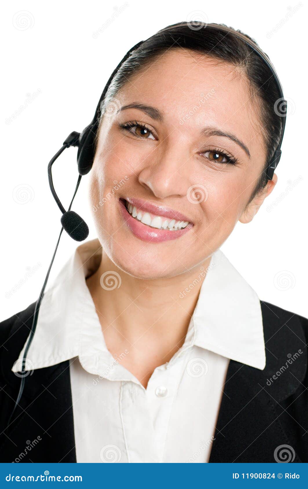 Smiling Woman Operator with Headset Stock Photo - Image of isolated ...