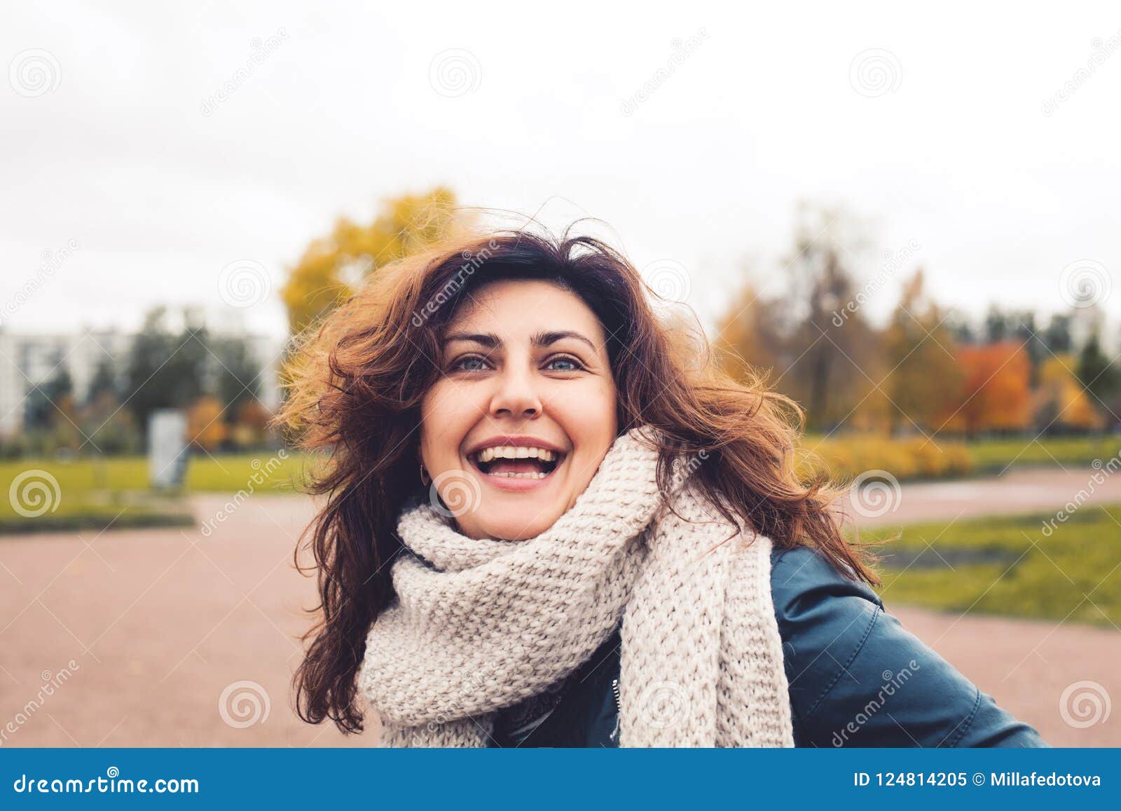 Smiling Woman Outdoors, Closeup Stock Image - Image of perfect, outdoor ...