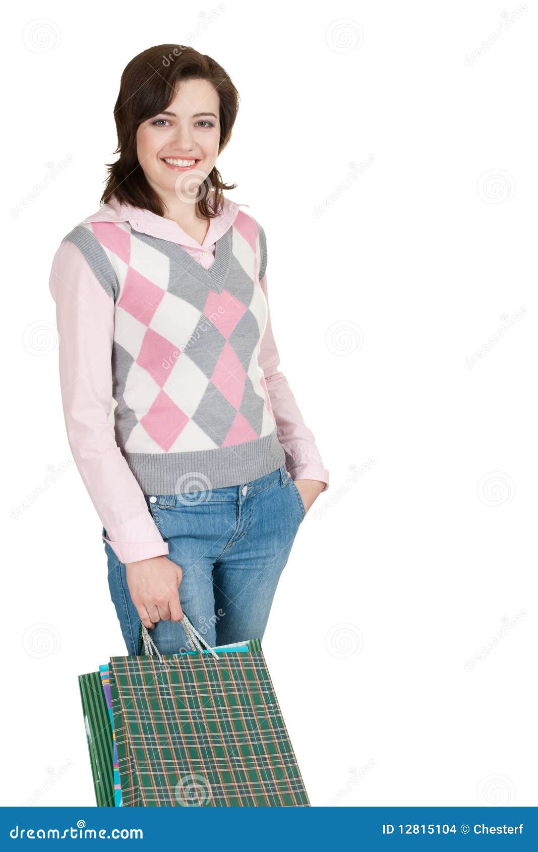 Smiling woman with packets stock photo. Image of buying - 12815104