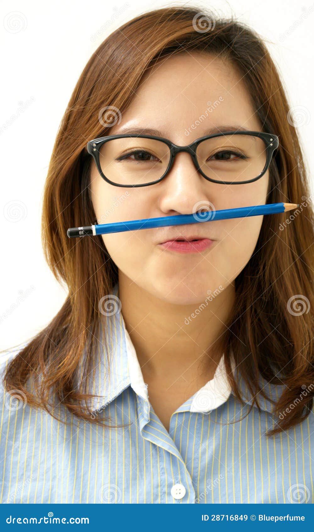 Smiling woman with a pen stock image. Image of businesswoman - 28716849