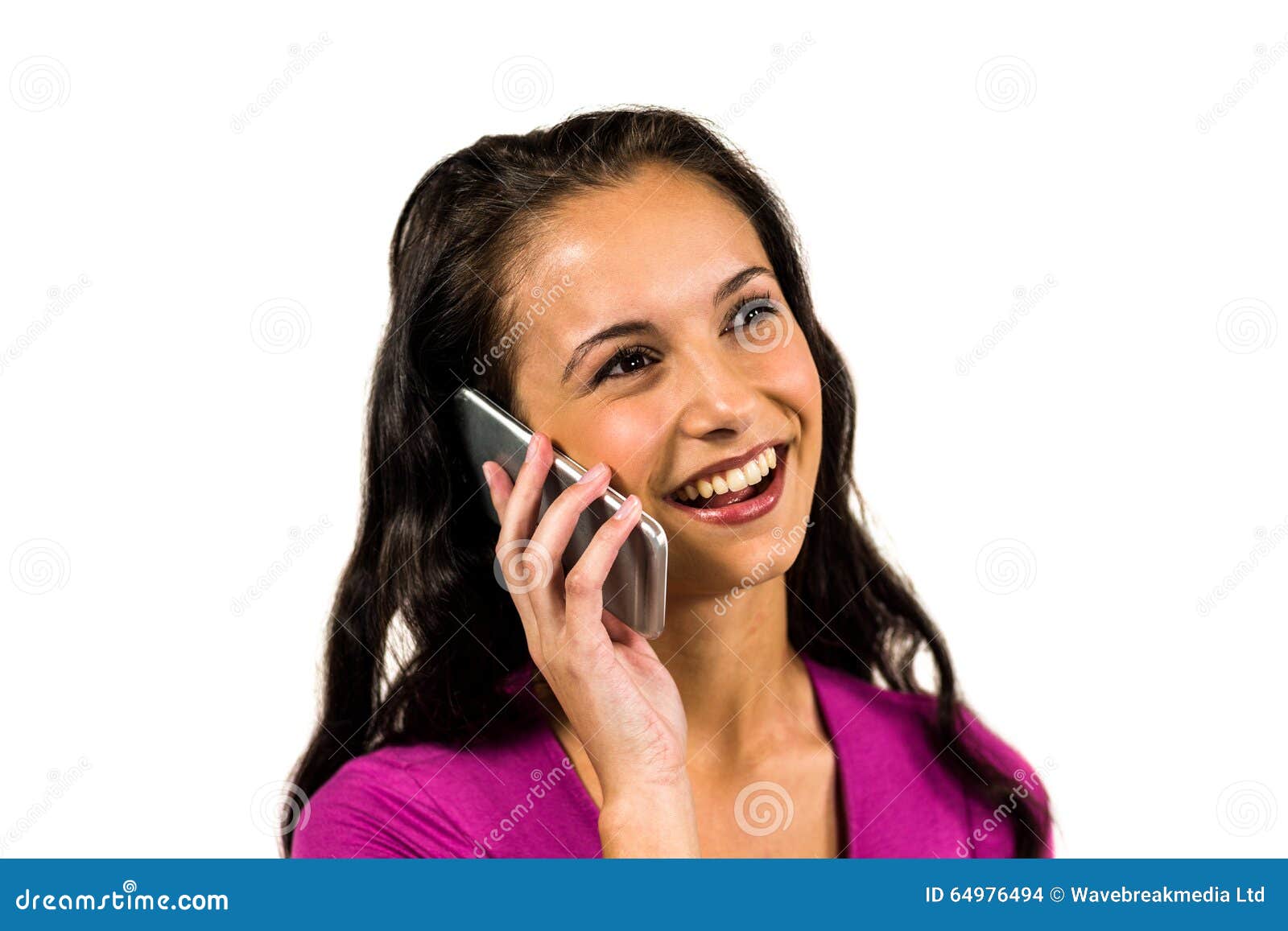 Smiling Woman on a Phone Call Stock Photo - Image of female, clothing ...