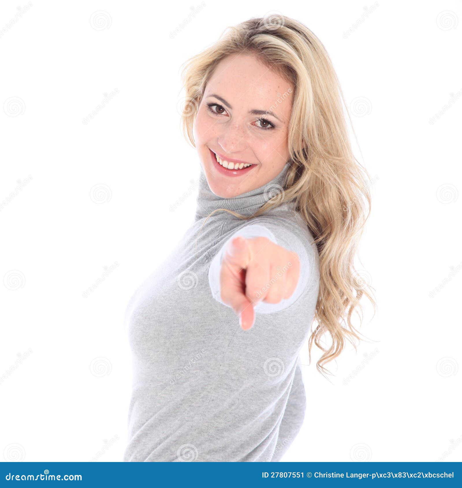 Smiling Woman Pointing at the Camera Stock Image - Image of woman ...