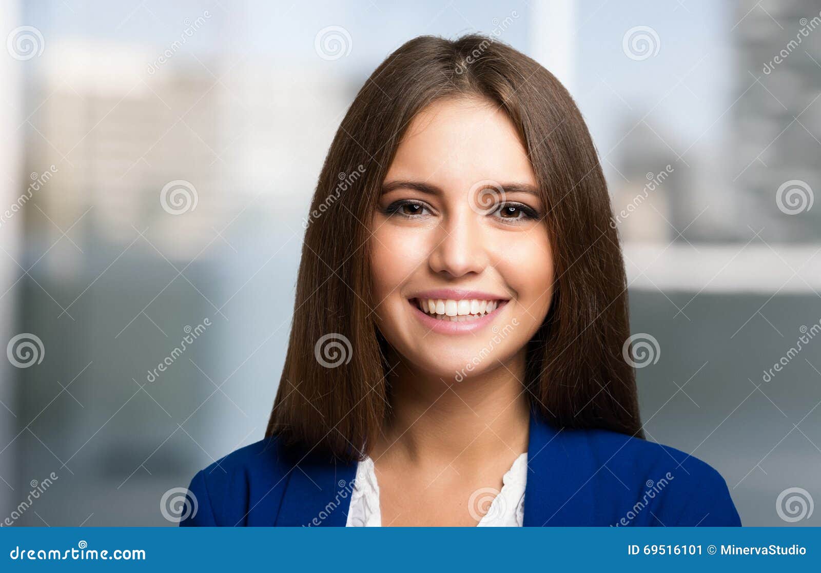 Smiling Woman Portrait, Copy Space Stock Image - Image of light ...