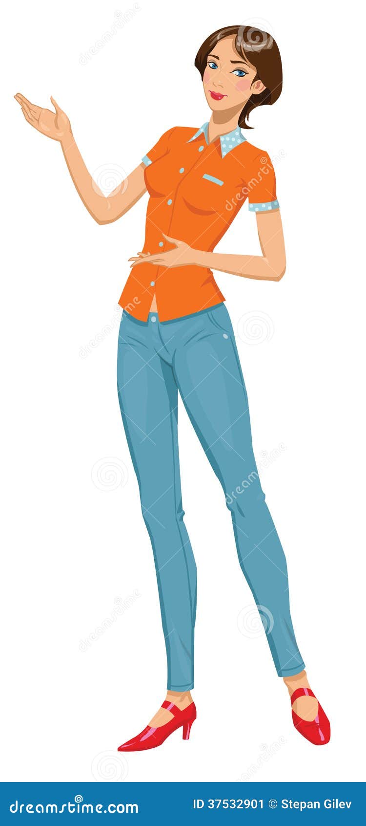 Smiling Woman Presenting stock vector. Illustration of camera - 37532901