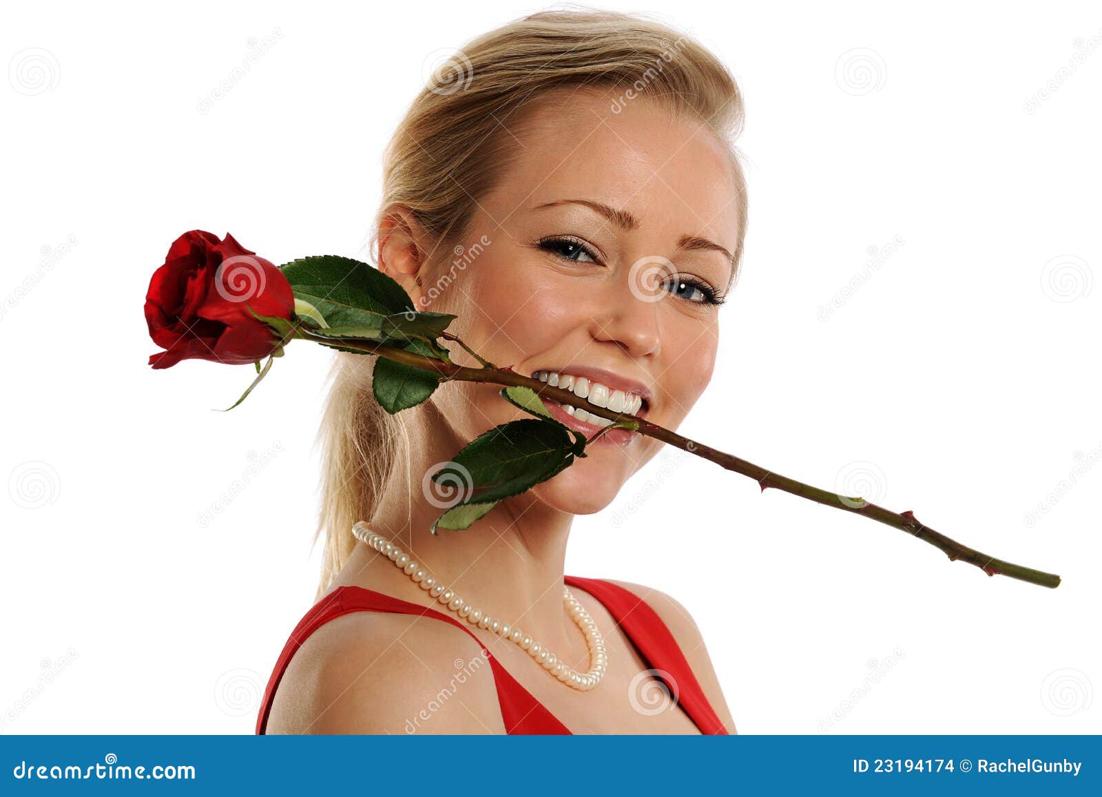 Smiling Woman with Rose stock photo. Image of female - 23194174
