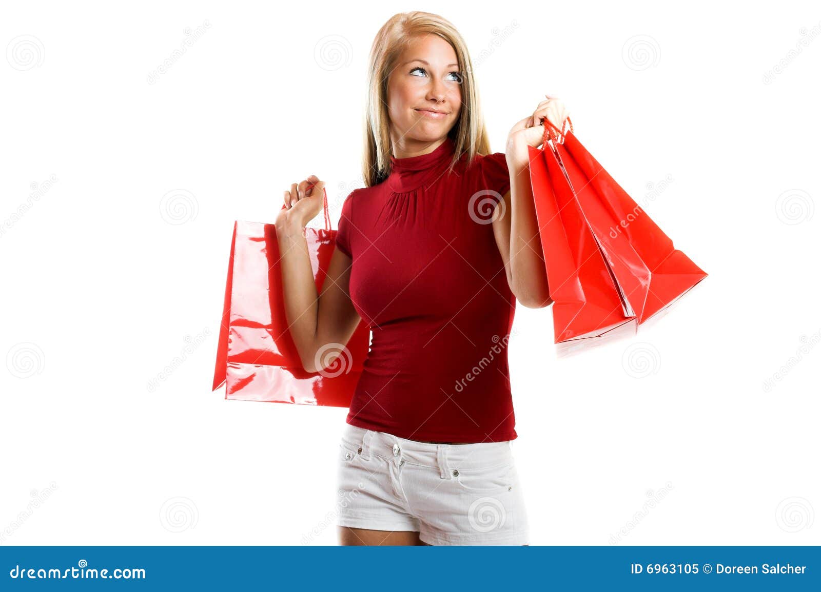 Smiling woman at shopping stock image. Image of attractive - 6963105