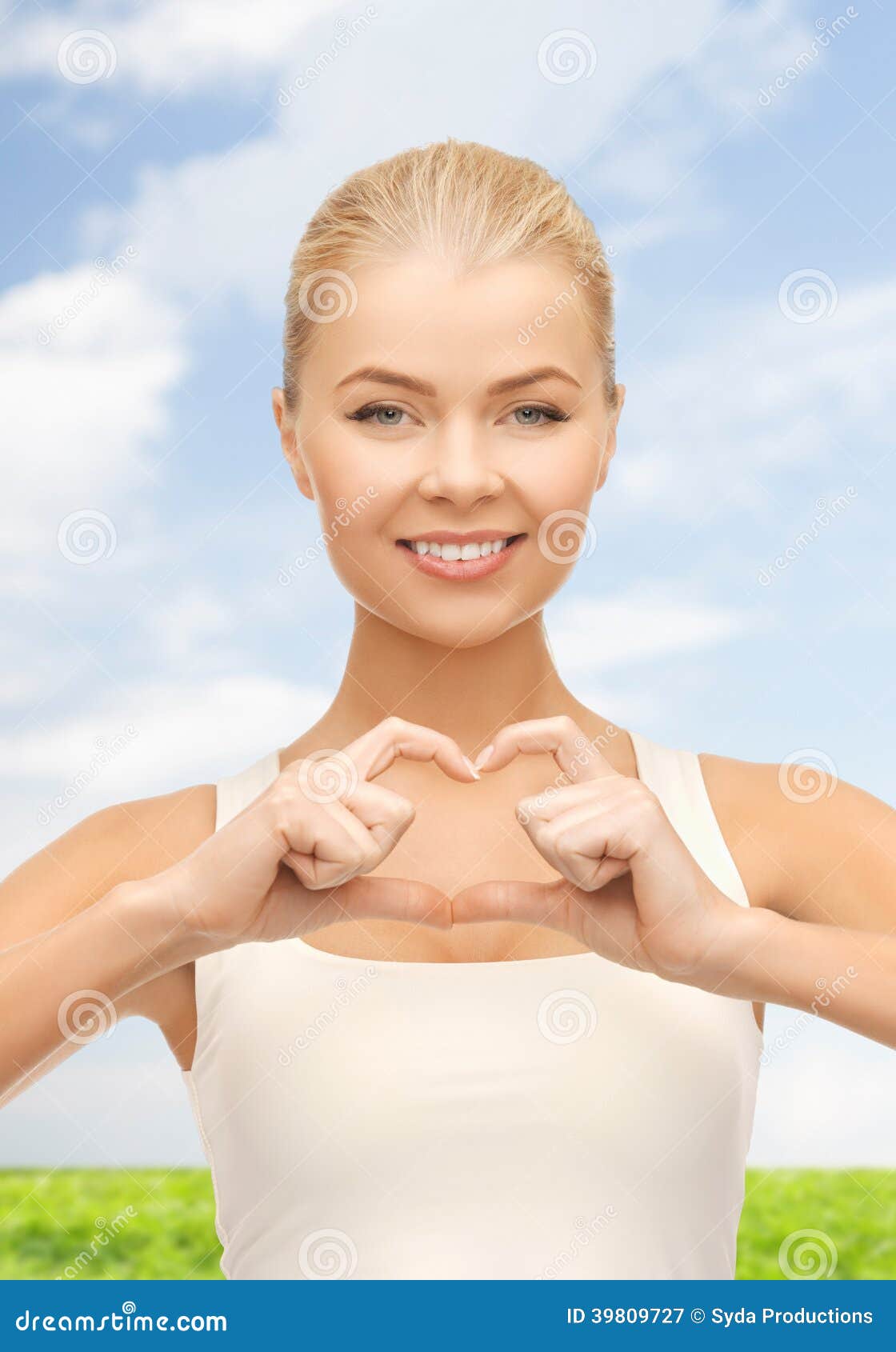 Smiling Woman Showing Heart Shape Gesture Stock Image - Image of ...