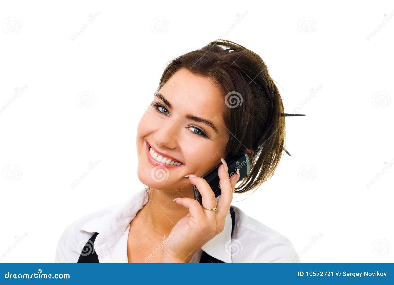 Smiling Woman Speak on Cell Phone Stock Image - Image of girl, chat ...
