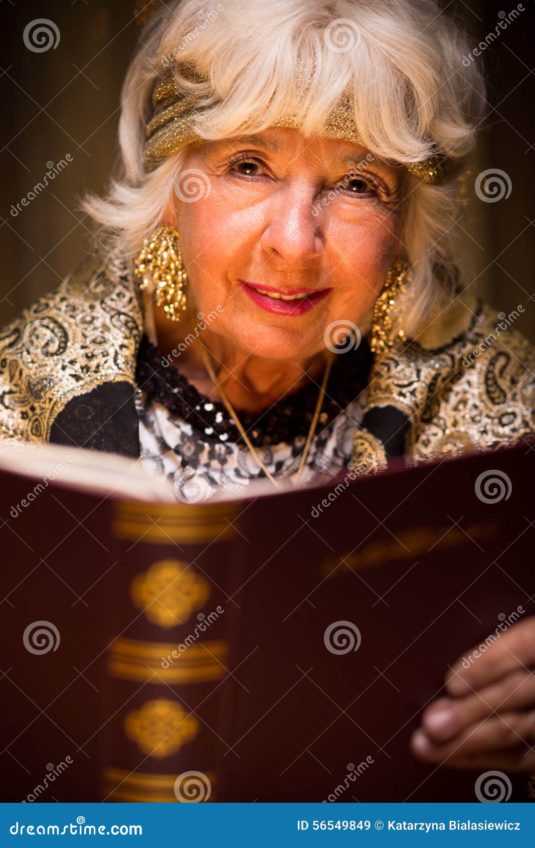 Smiling Woman with Spell Book Stock Image - Image of magic, caucasian ...