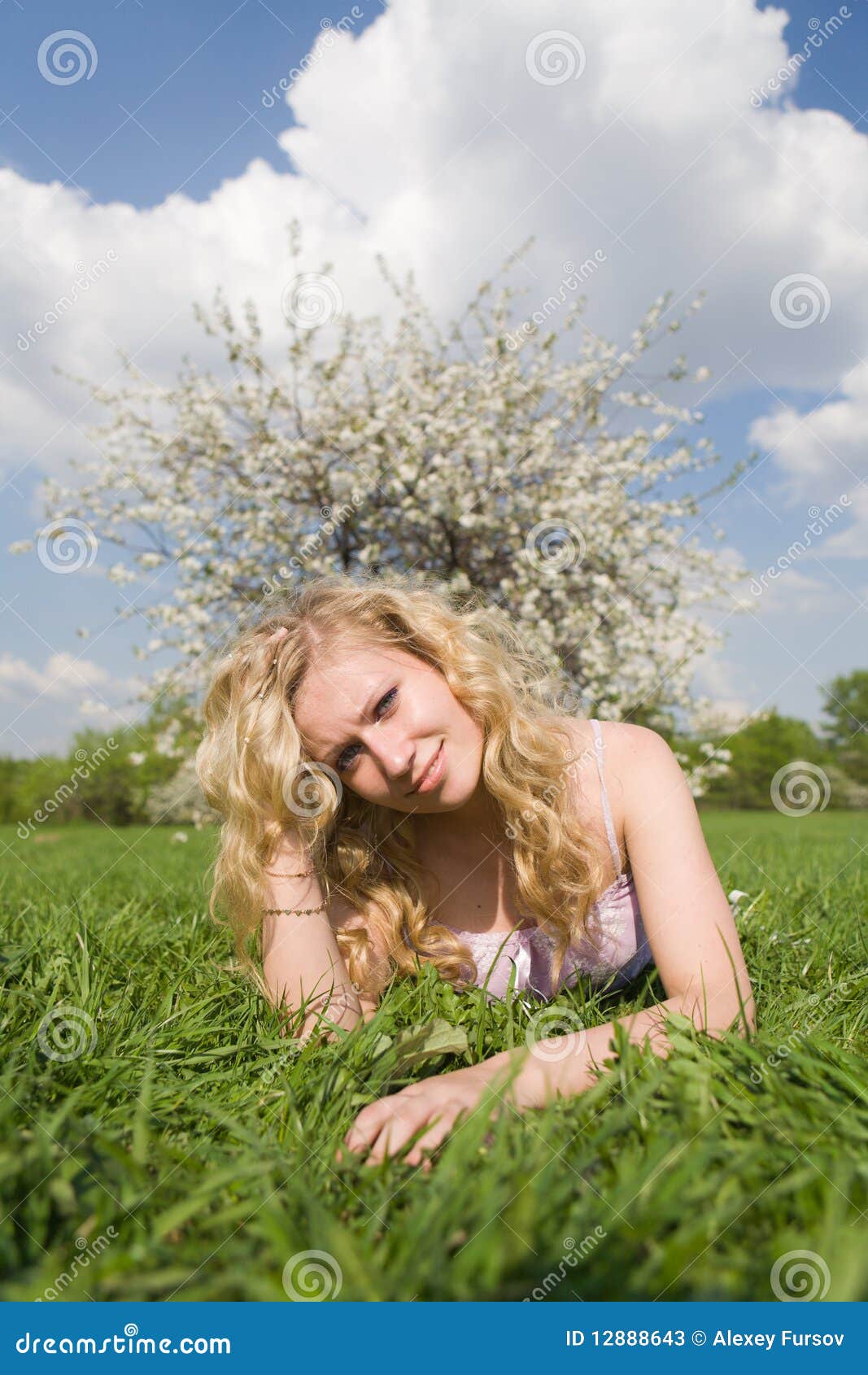 Smiling woman at spring stock image. Image of cute, charm - 12888643
