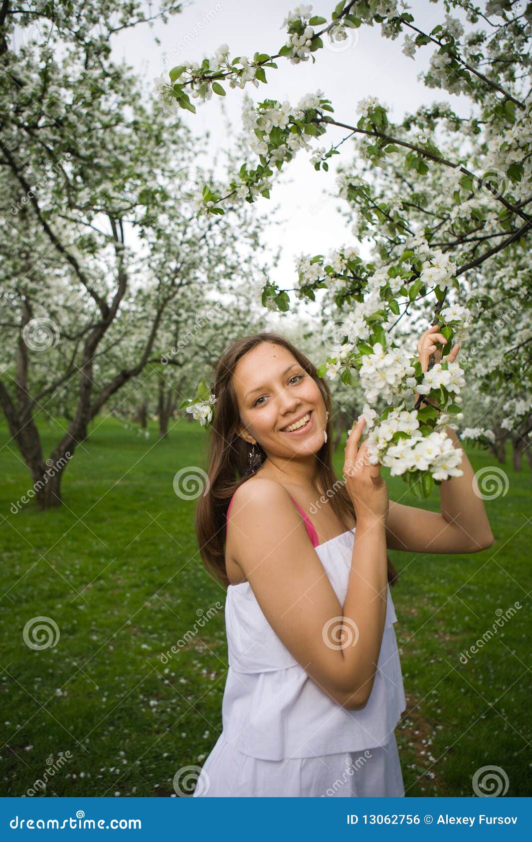 Smiling woman at spring stock photo. Image of cheerful - 13062756