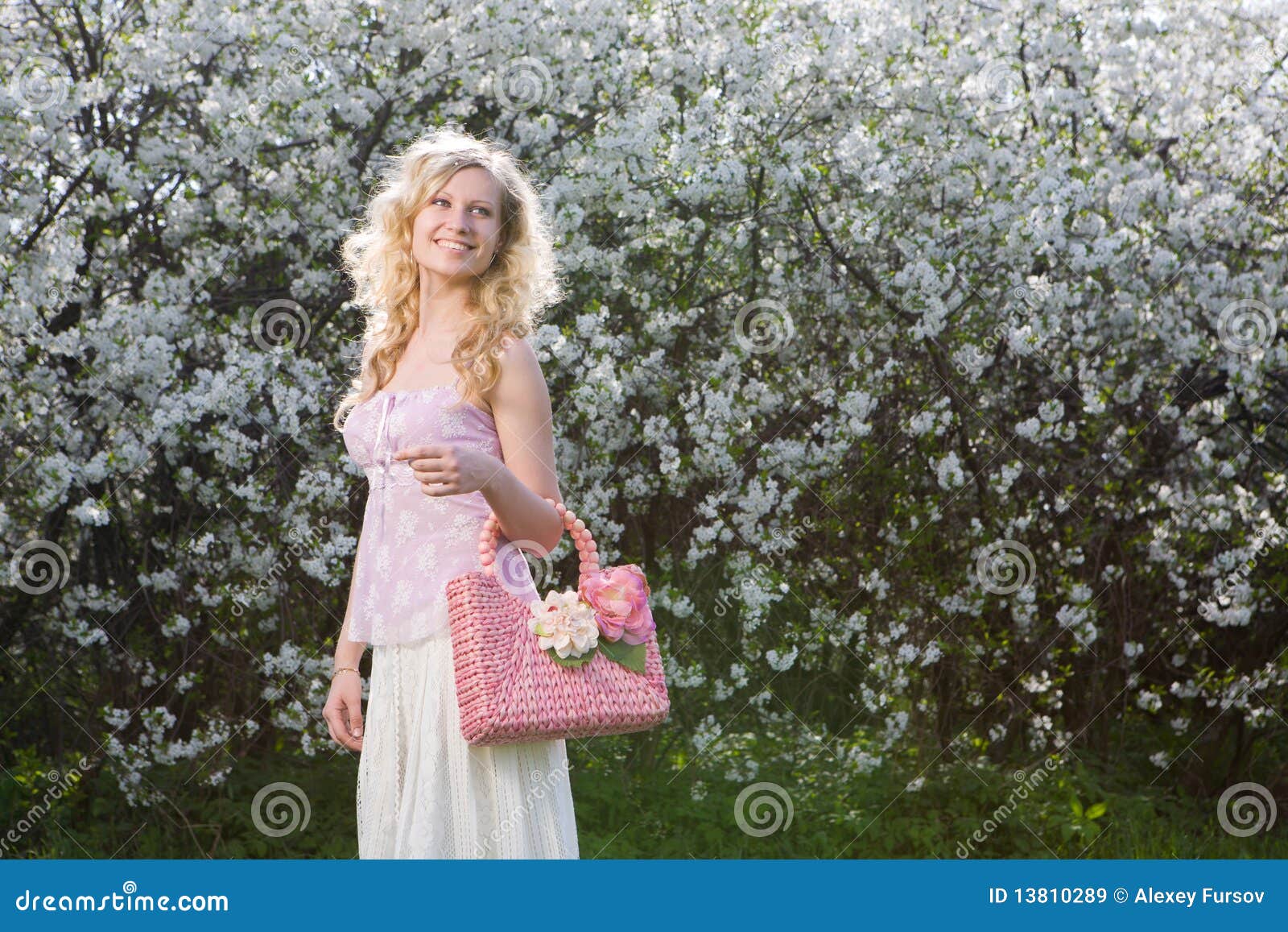 Smiling woman at spring stock image. Image of charming - 13810289