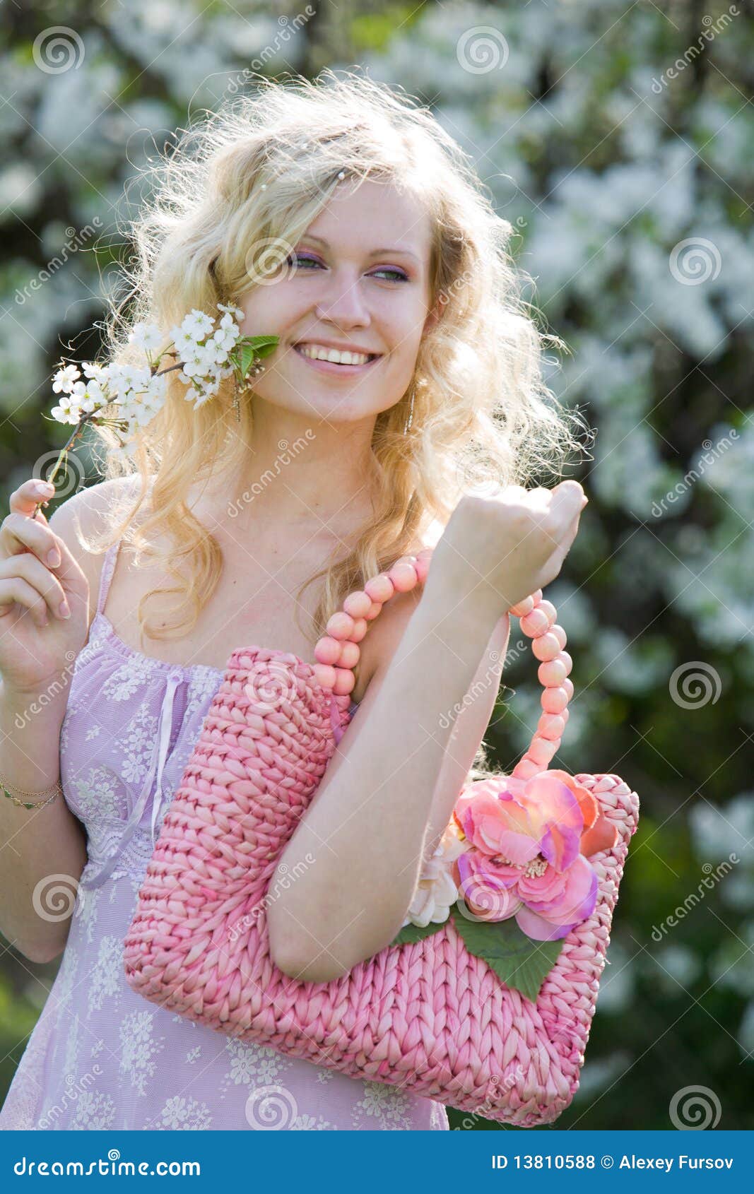 Smiling woman at spring stock photo. Image of charm, bloom - 13810588