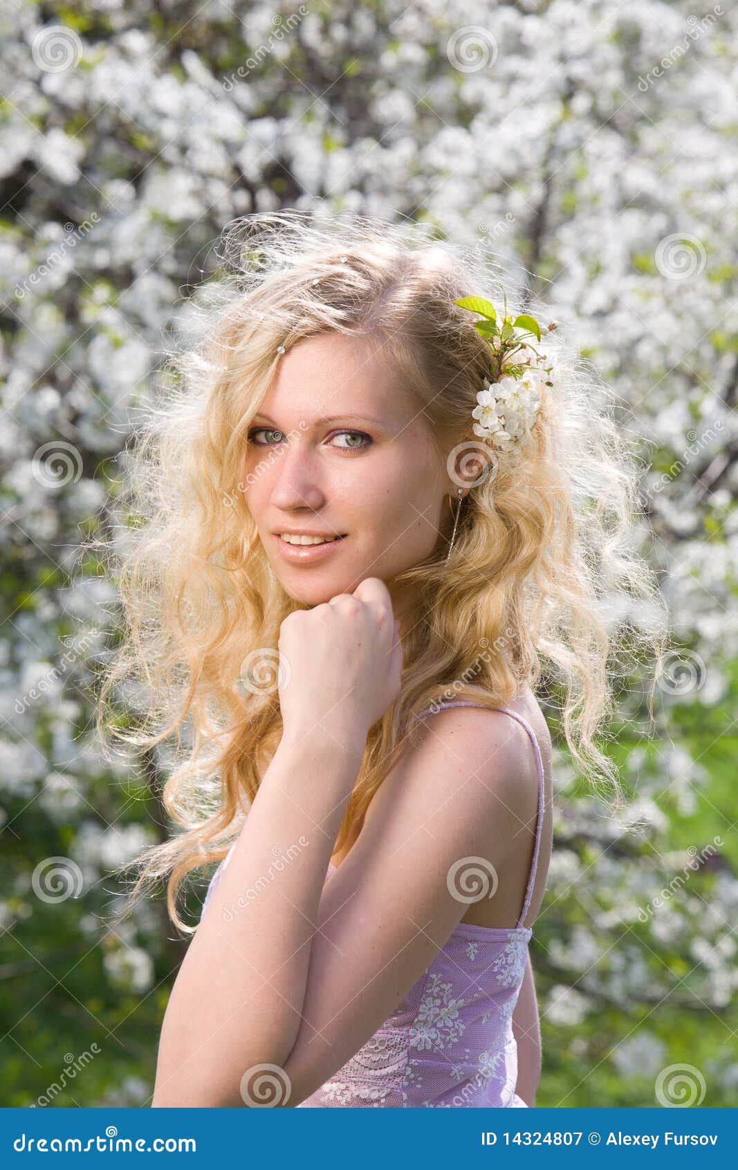 Smiling woman at spring stock image. Image of fresh, looking - 14324807