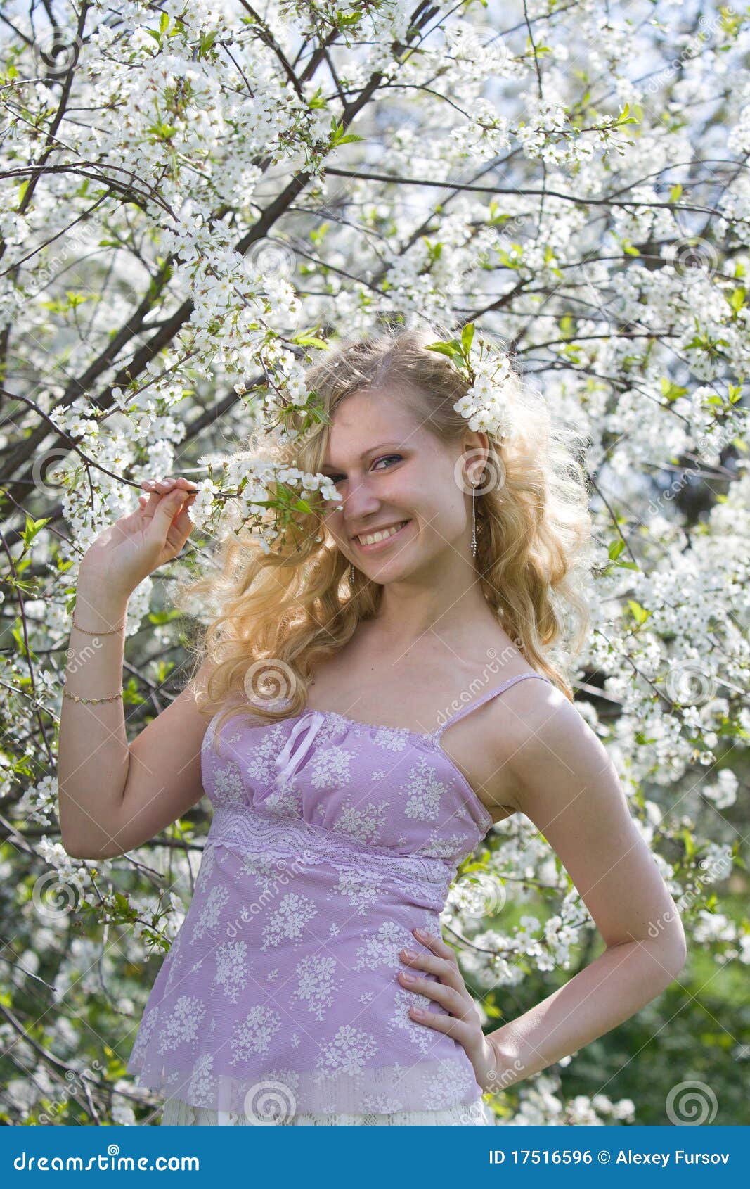 Smiling woman at spring stock photo. Image of charm, dreaming - 17516596