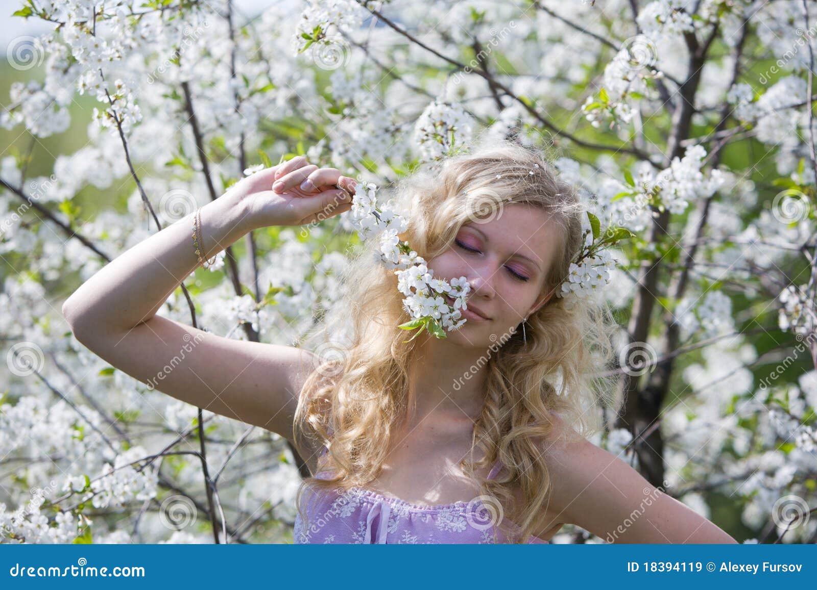 Smiling woman at spring stock image. Image of face, leisure - 18394119