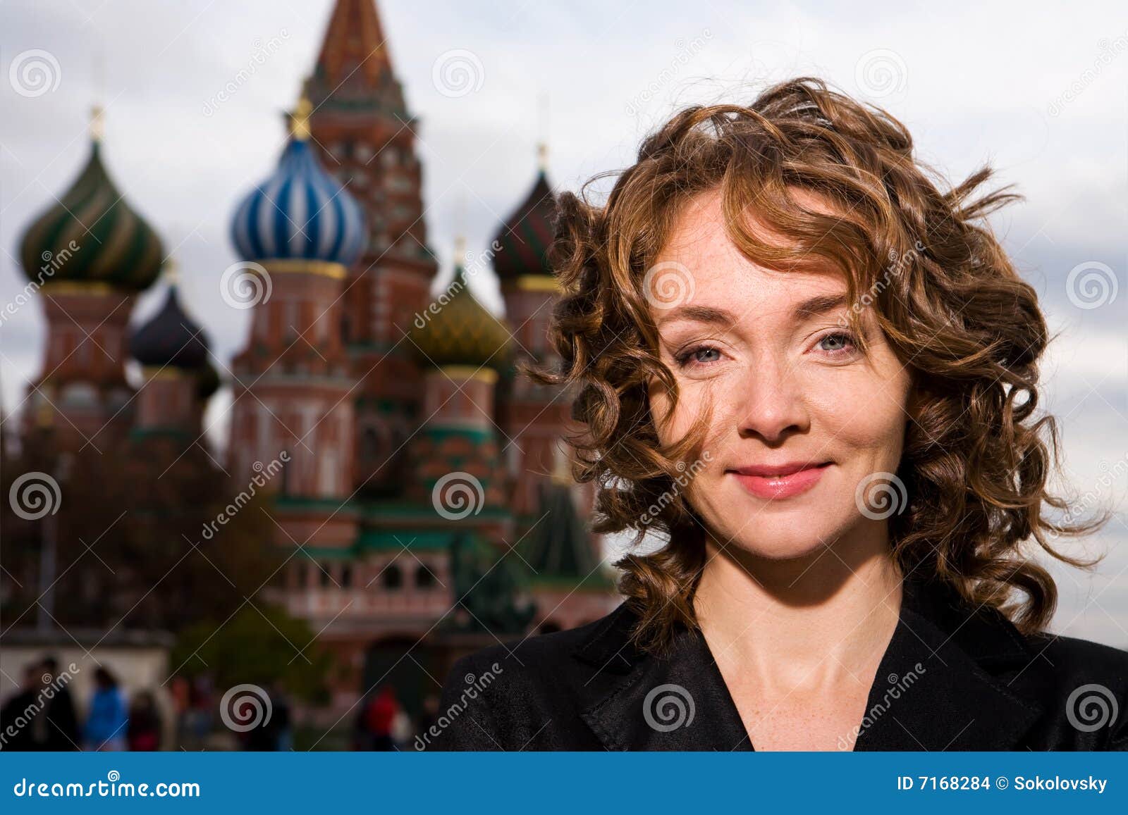 Smiling Woman Standing on the Red Square in Moscow Stock Photo - Image ...