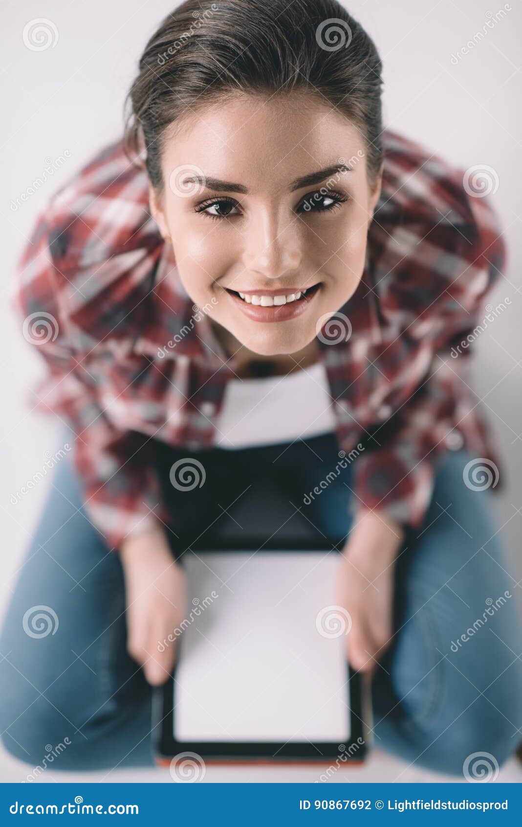 Smiling Woman Student with Notebook in Hands Stock Photo - Image of ...
