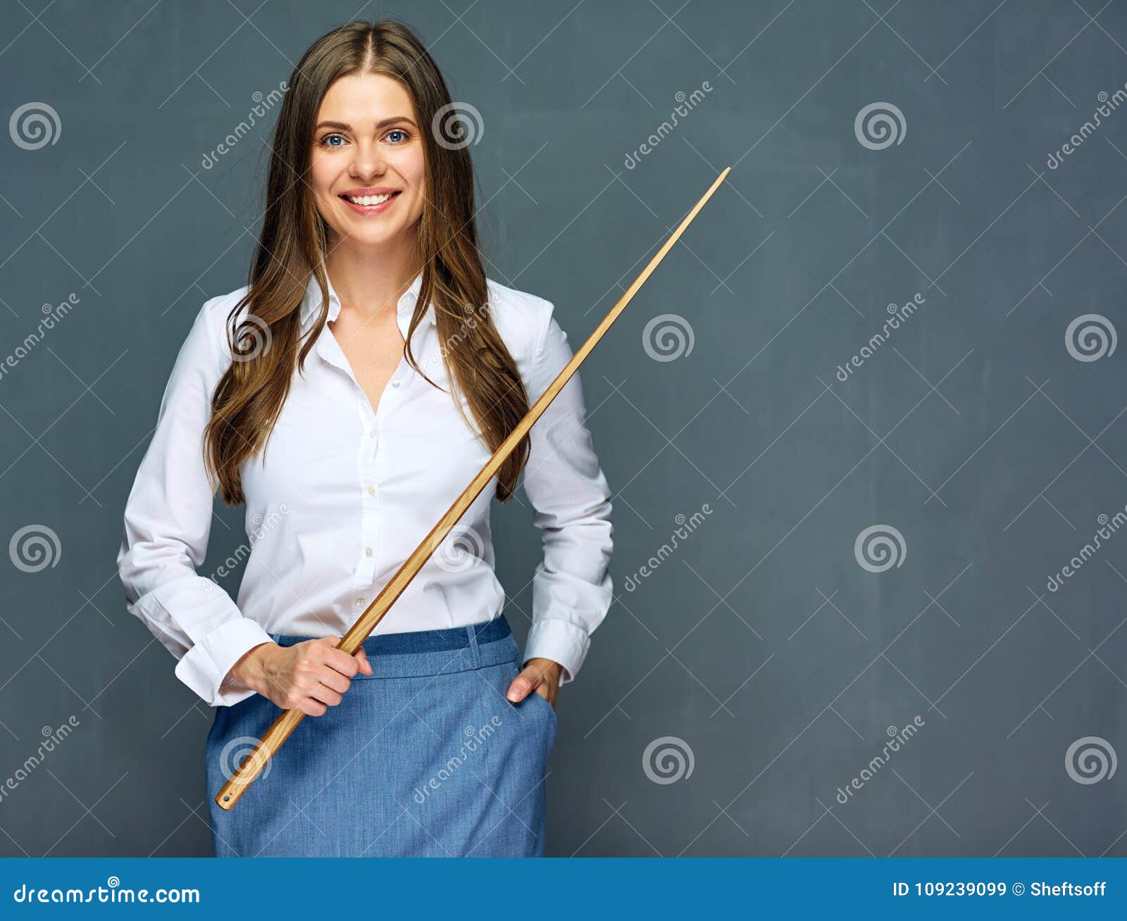 Smiling Woman Teacher Holding Wooden Pointer. Stock Image - Image of ... Smiling Woman Teacher Holding Wooden Pointer. Stock Image - Image of ...