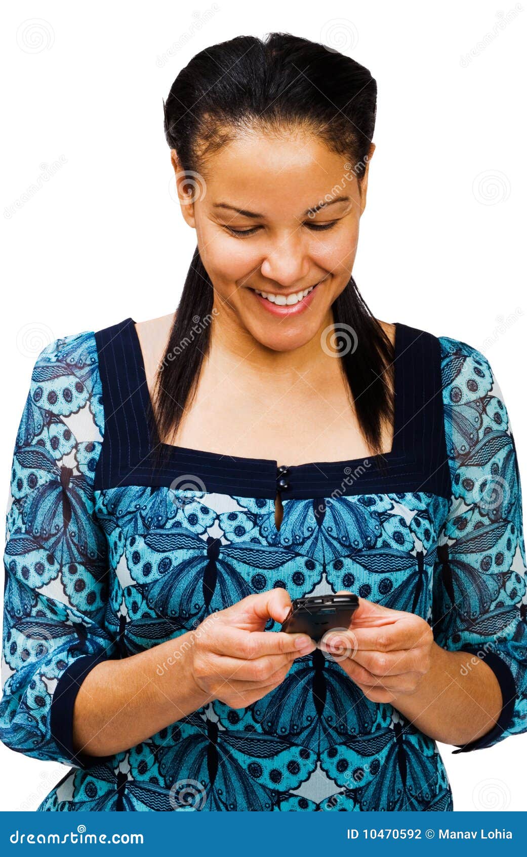 Smiling Woman Text Messaging Stock Photo - Image of happiness ...