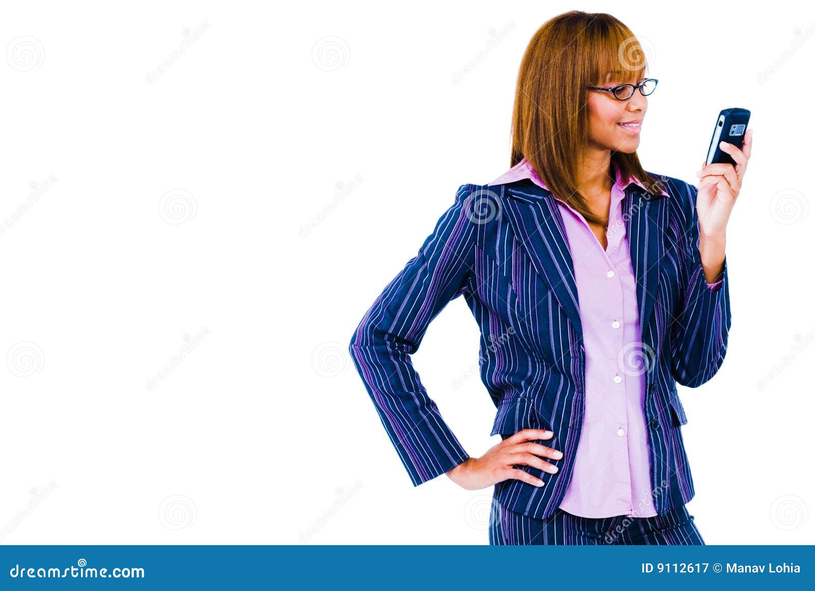 Smiling Woman Text Messaging Stock Image - Image of communication ...