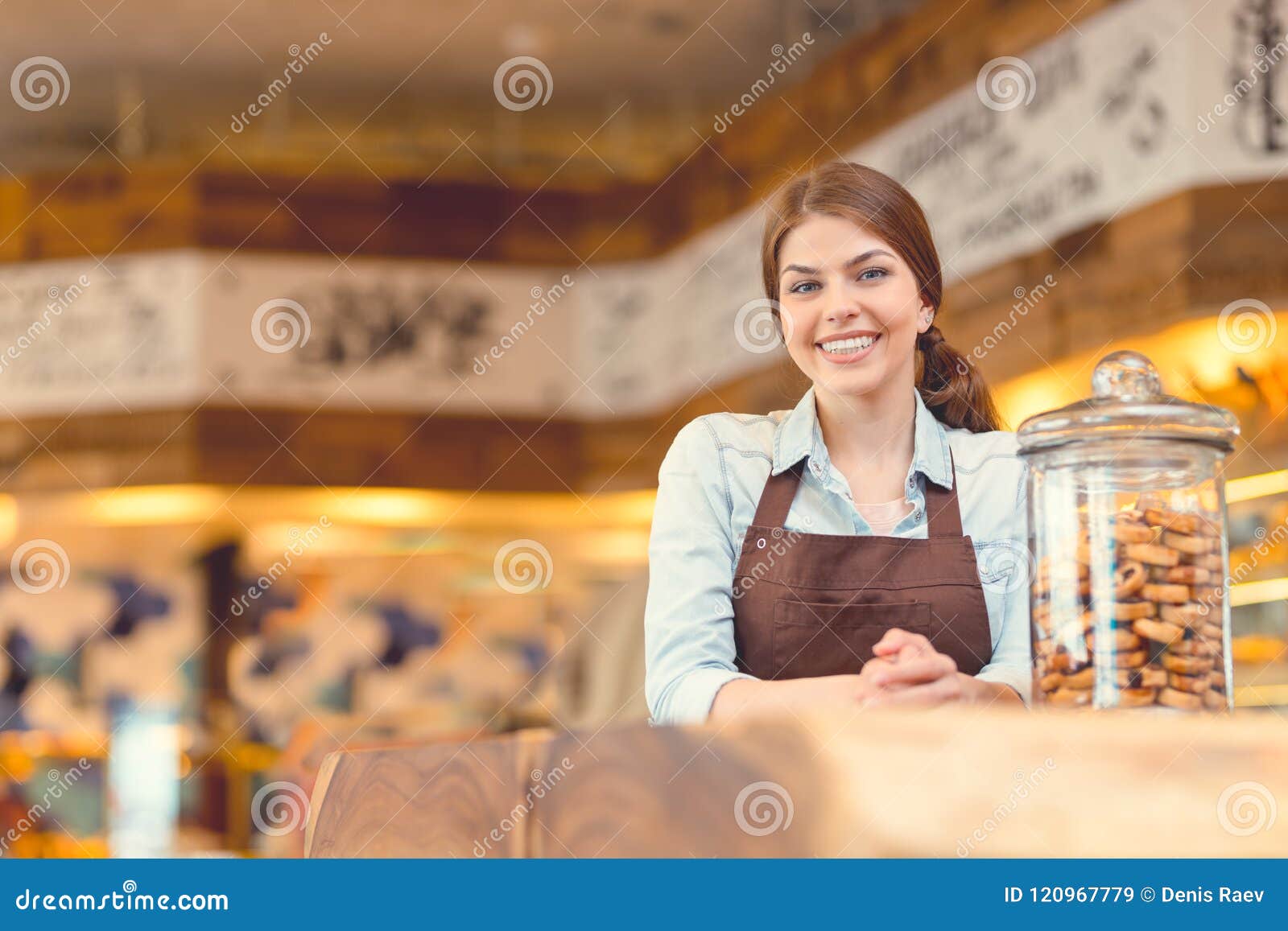 Smiling baker in uniform stock image. Image of adult - 120967779