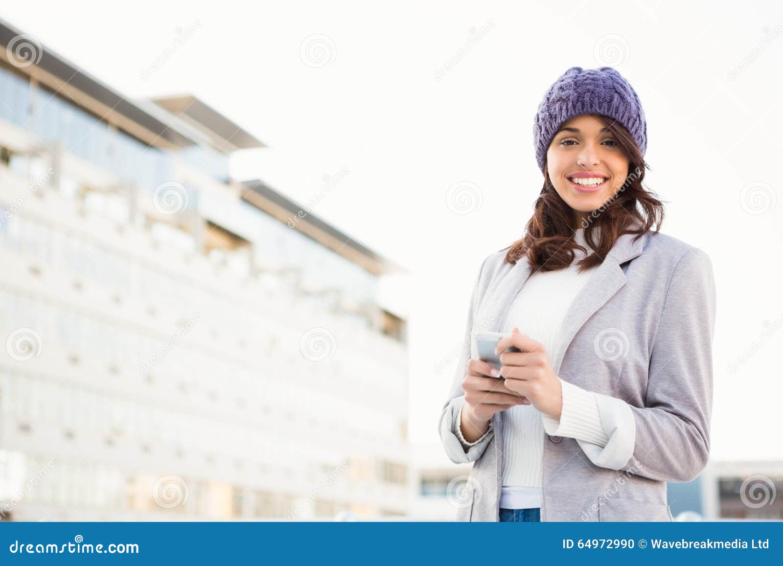 Smiling Woman Using Mobile Phone Stock Photo - Image of posing, cool ...