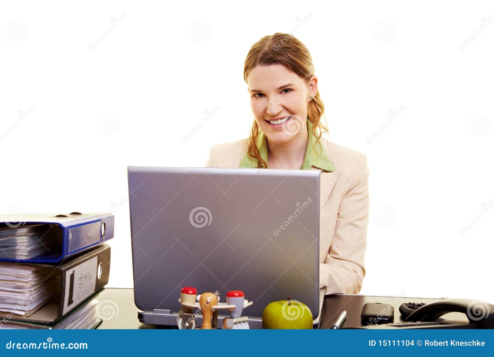 Smiling woman working stock photo. Image of concentrate - 15111104