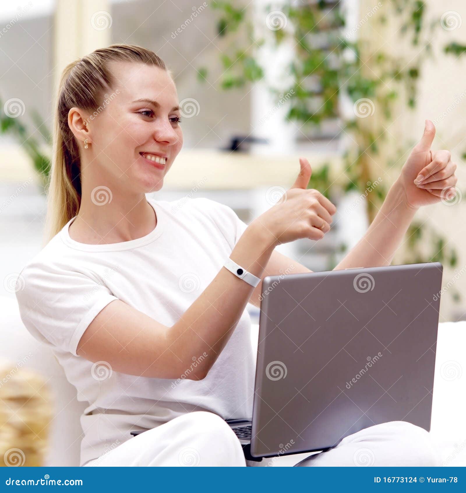 Smiling women stock photo. Image of house, looking, computer - 16773124