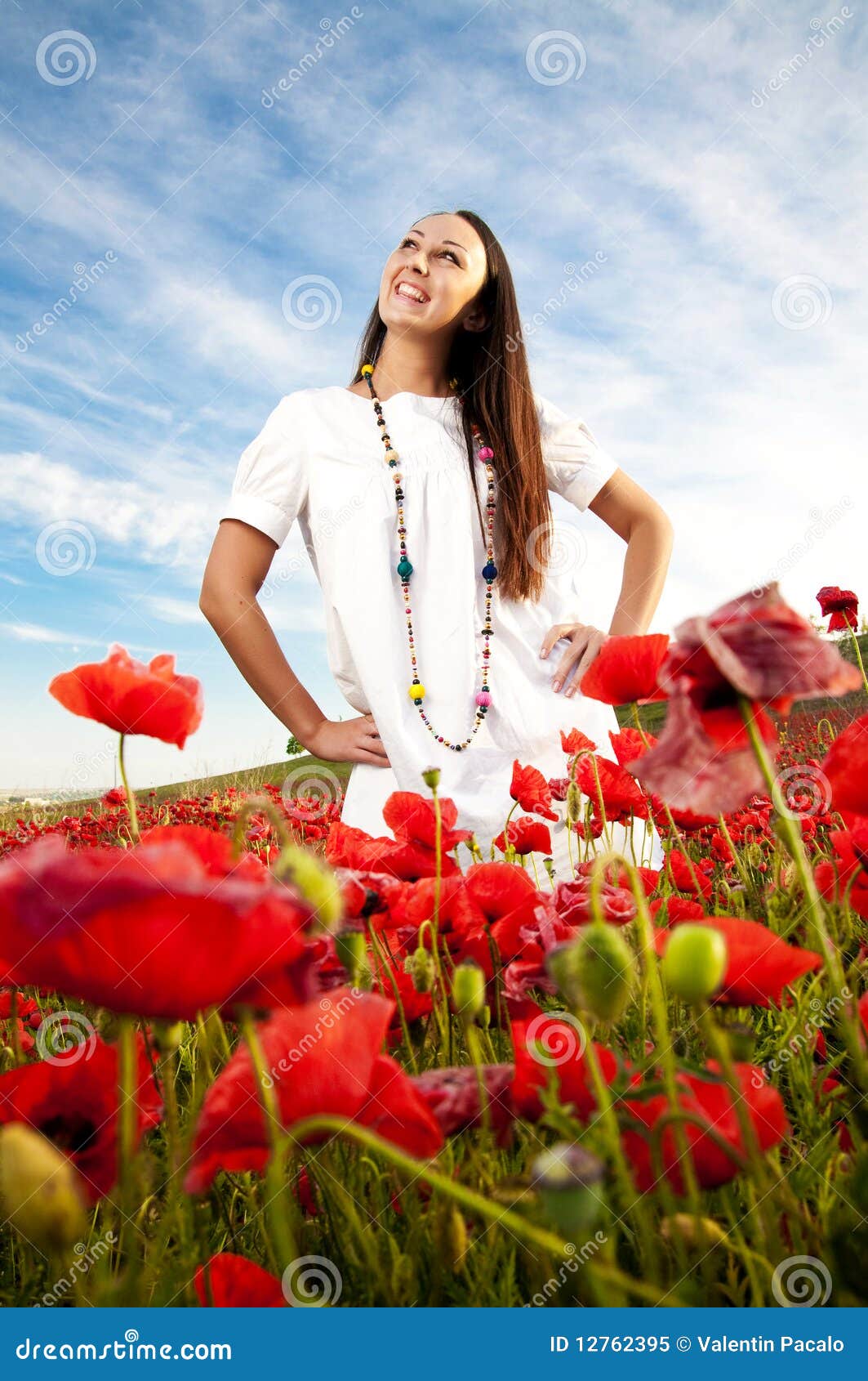 Smiling Women in a Poppy Field Stock Image - Image of beauty, ecology ...