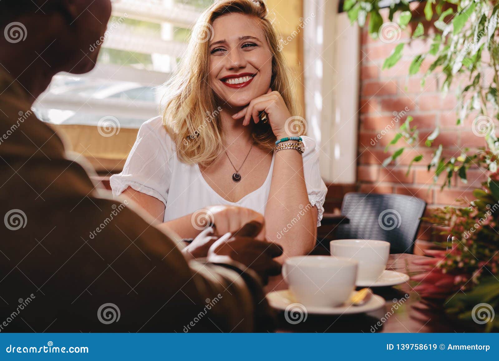 Dating Couple Spending Qualtiy Time At Coffee Shop Stock Image Image