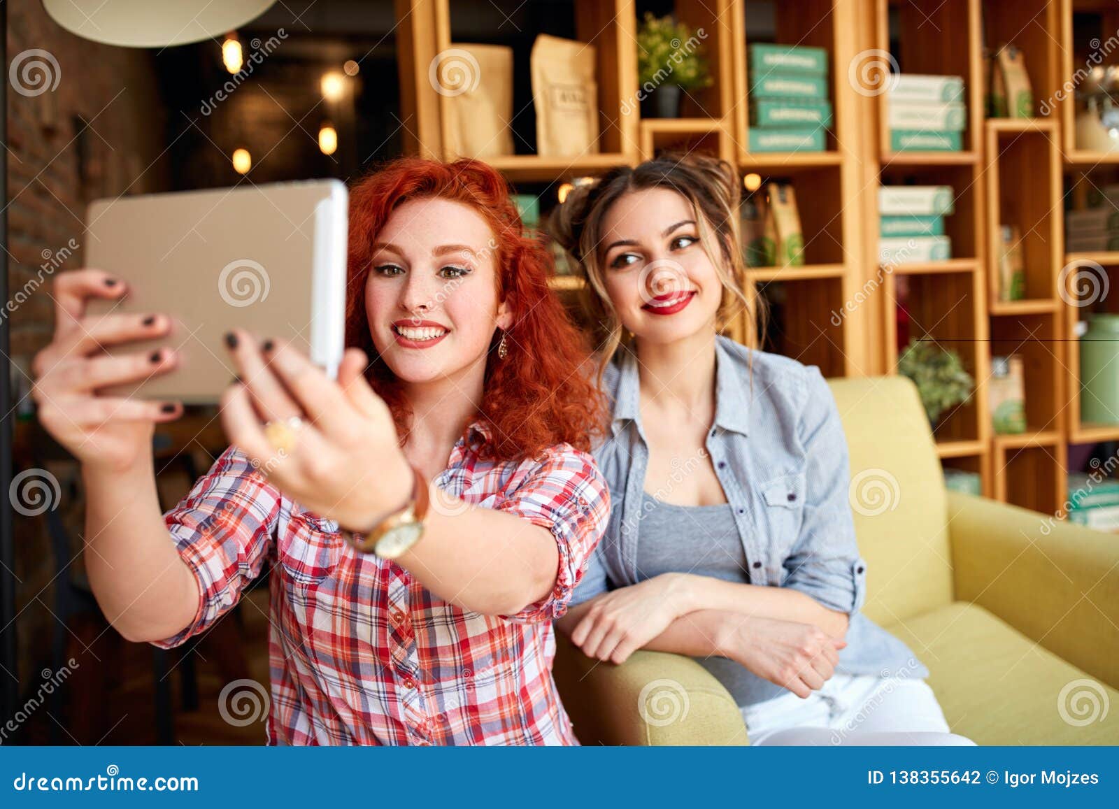 Smiling Women Taking Selfie Stock Photo - Image of female, person ...