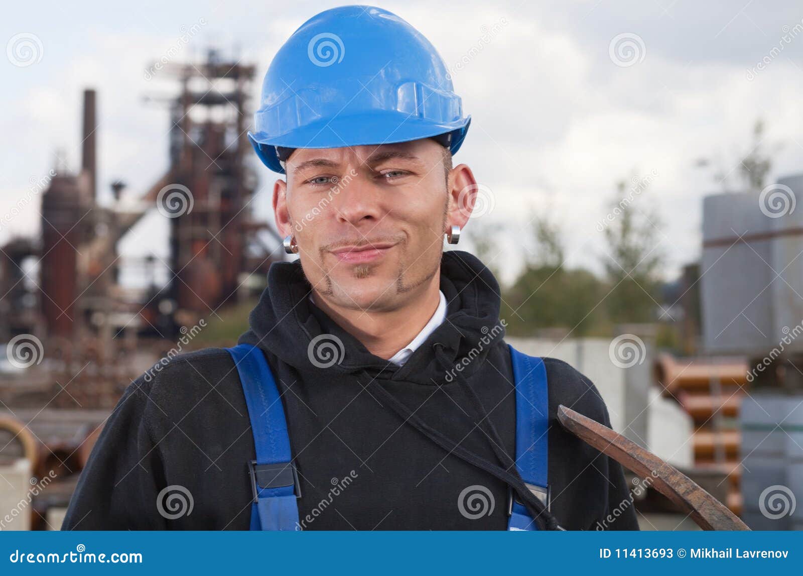 Smiling worker stock image. Image of gaze, earrings, relaxed - 11413693